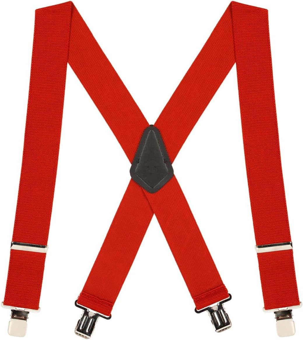 Suspender Store 2 Inch Wide Construction Clip Suspenders - RED 48" for ...