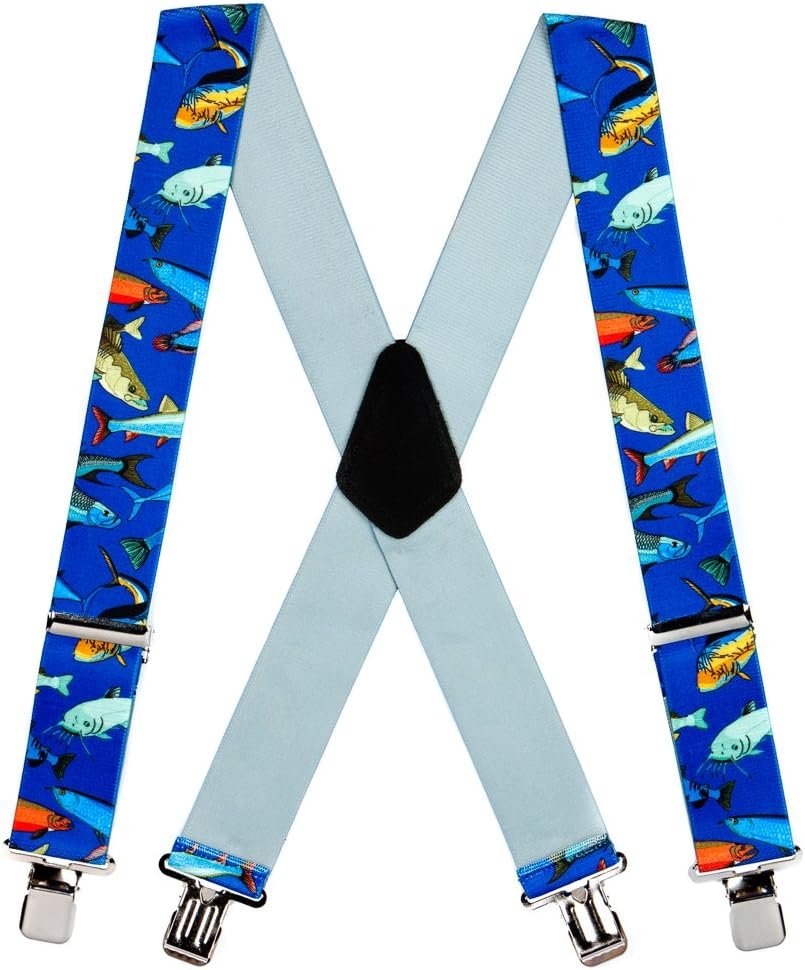 SuspenderStore Fish Suspenders - 2-Inch Wide Elastic - Clip - 3 Sizes ...