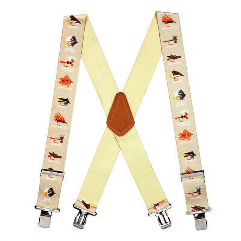 SuspenderStore Fly Fish On Tan Suspenders - 2-Inch Wide Elastic ...
