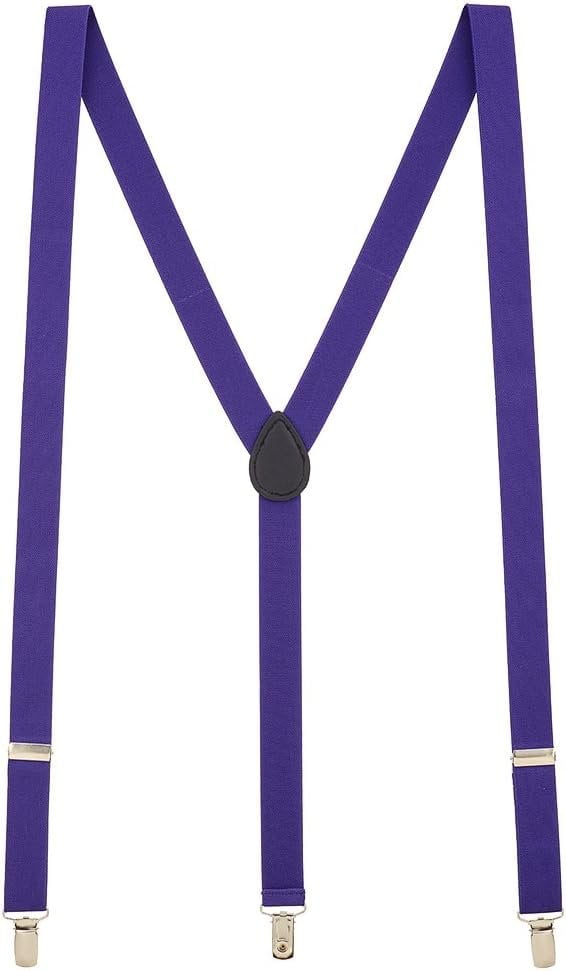 Suspender Store 1 Inch Wide Clip Suspenders Y-Back - PURPLE 42" for 5'0 ...