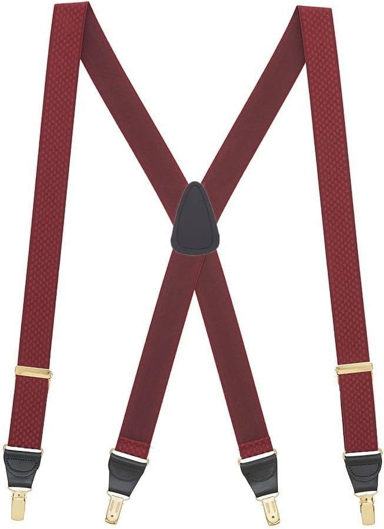 Suspender Store Mens Jacquard Checkered Clip Suspenders Burgundy 42 ...