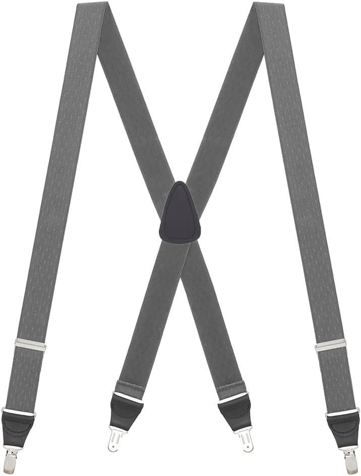 Suspender Store Mens Jacquard Checkered Clip Suspenders Grey 42" for 5 ...