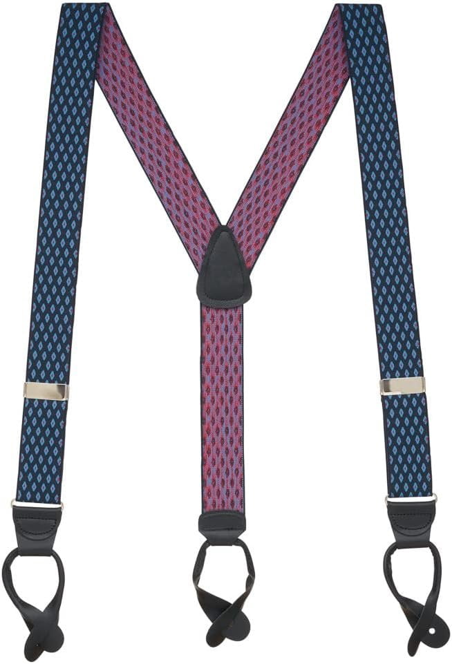 SuspenderStore Jacquard Diamond Burst Suspenders- 1.5-Inch Wide Elastic ...