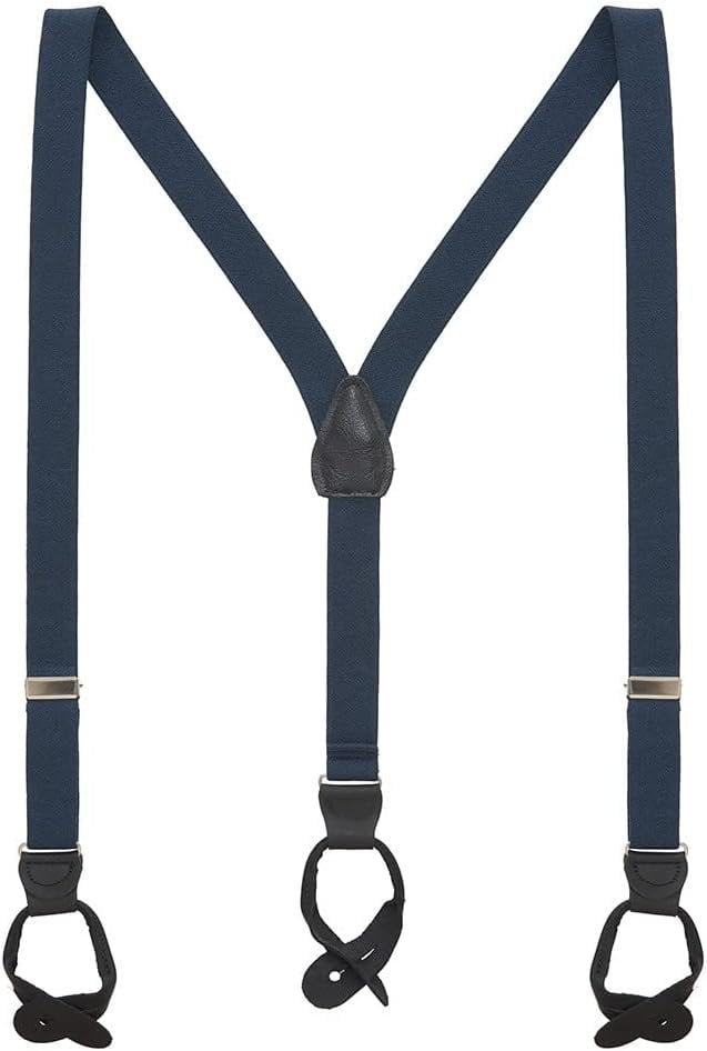 Suspender Store Mens Navy Jacquard Checkered Suspenders - Button Navy ...