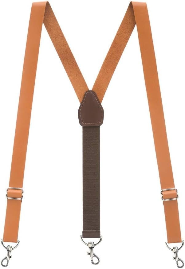 Suspender Store Plain Leather Suspenders - 1-Inch Wide Straps - Trigger ...