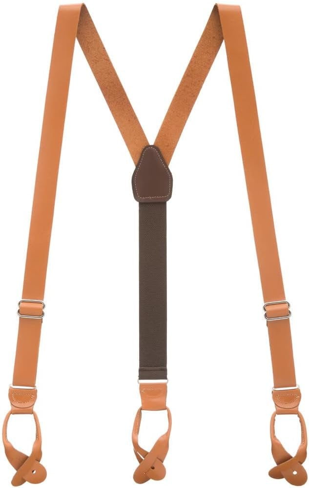 Suspender Store Plain Leather Suspenders - 1-Inch Wide Straps - Button ...