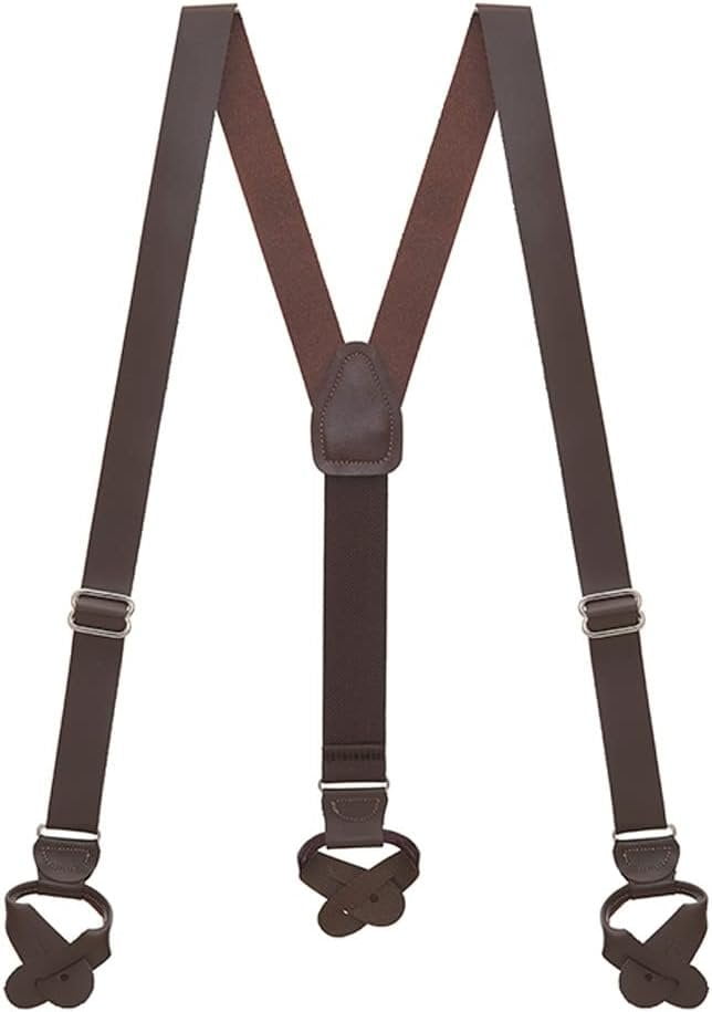 Suspender Store Plain Leather Suspenders - 1-Inch Wide Straps - Button ...