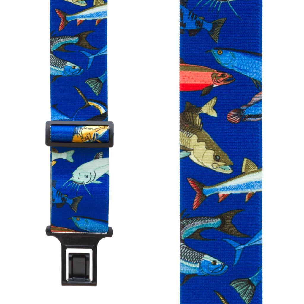 Perry Suspenders Adult Big & Tall Mixed Fish On Blue Suspenders - Belt ...