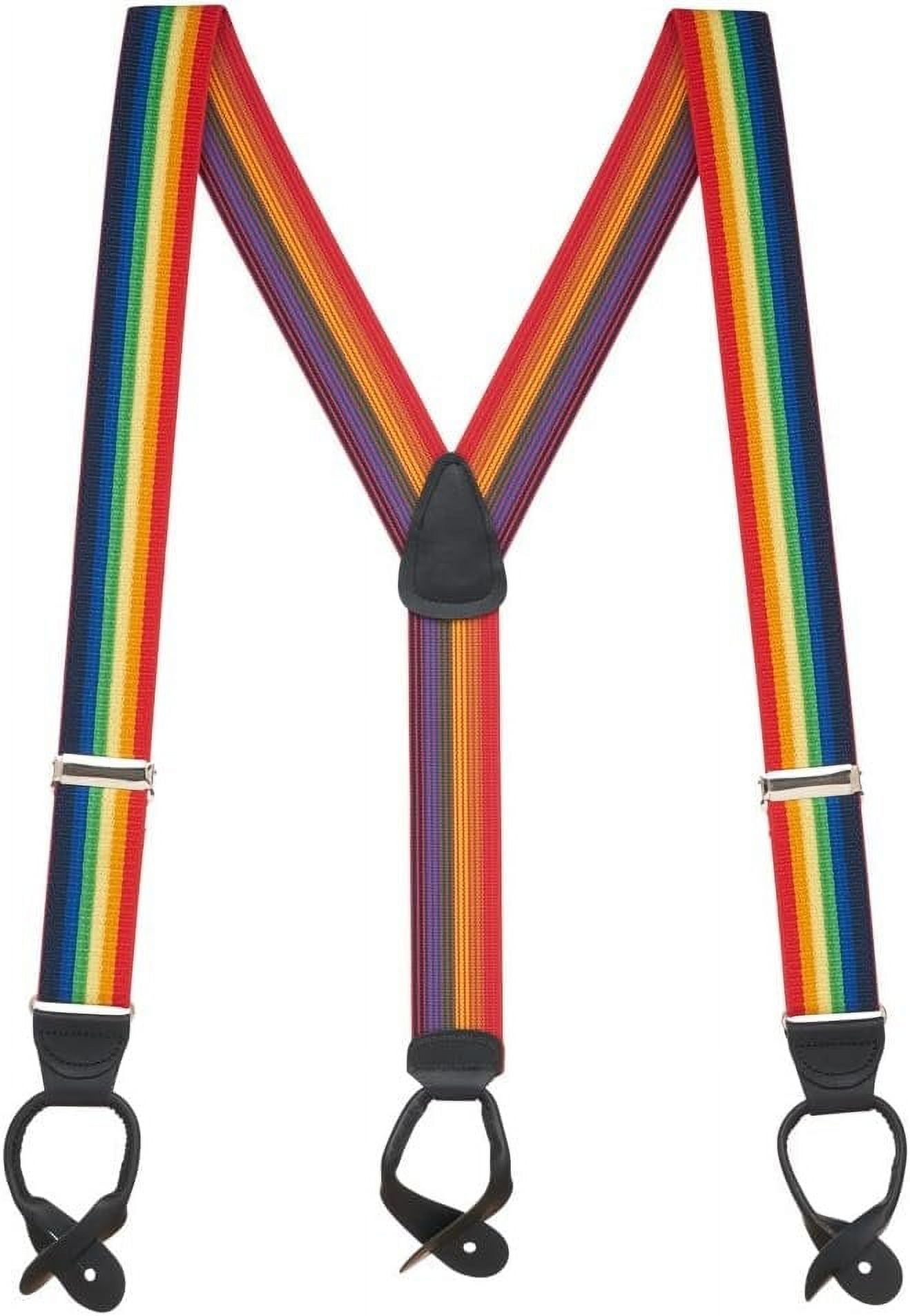 SuspenderStore Rainbow Striped Suspenders - 1.5 Inch Wide, Button ...