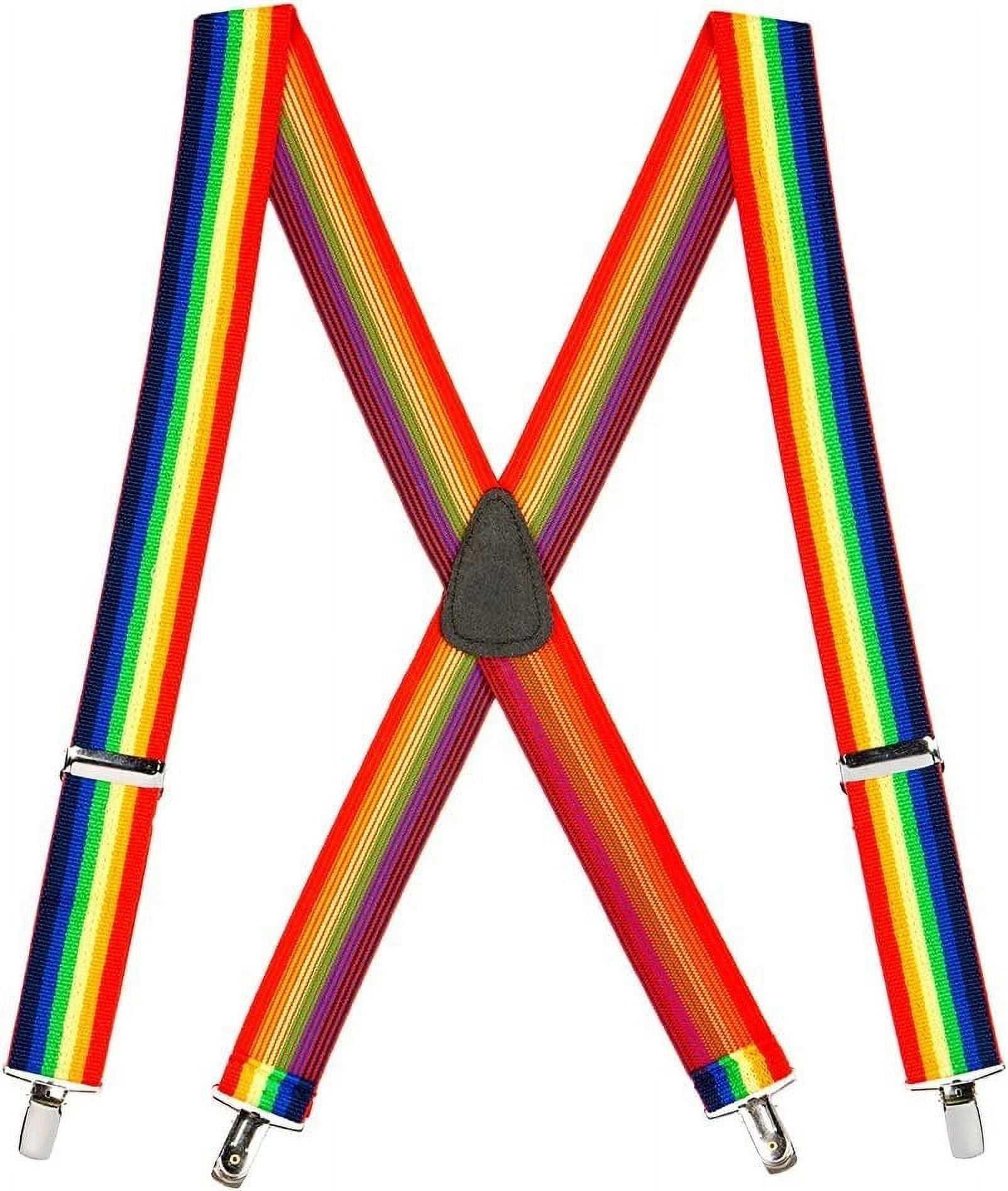 SuspenderStore Rainbow Striped Suspenders - 1.5-Inch Wide Elastic ...