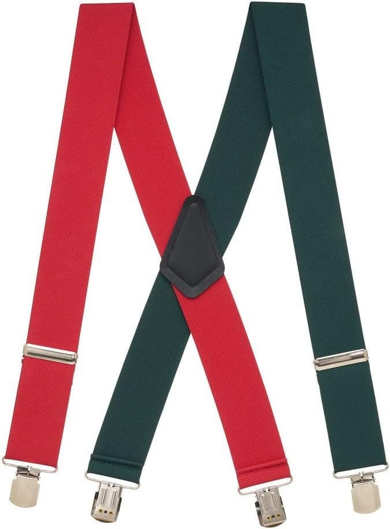 SuspenderStore Red-Green Suspenders, 2-Inch Wide, Pin Clip - 4 Sizes ...
