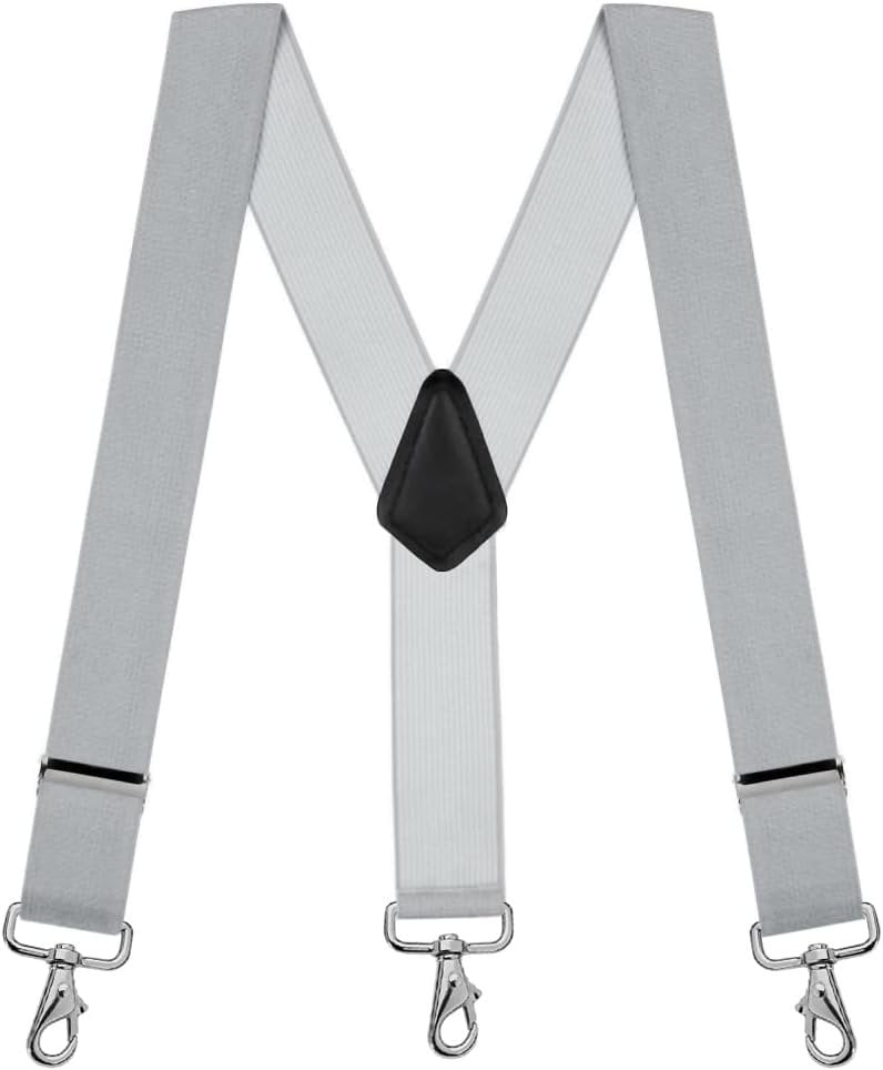 Suspender Store 2 Inch Wide Trigger Snap Suspenders - LIGHT GREY 54 ...