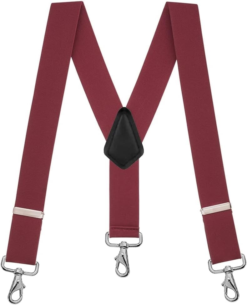 Suspender Store 2 Inch Wide Trigger Snap Suspenders - BURGUNDY 42" for ...