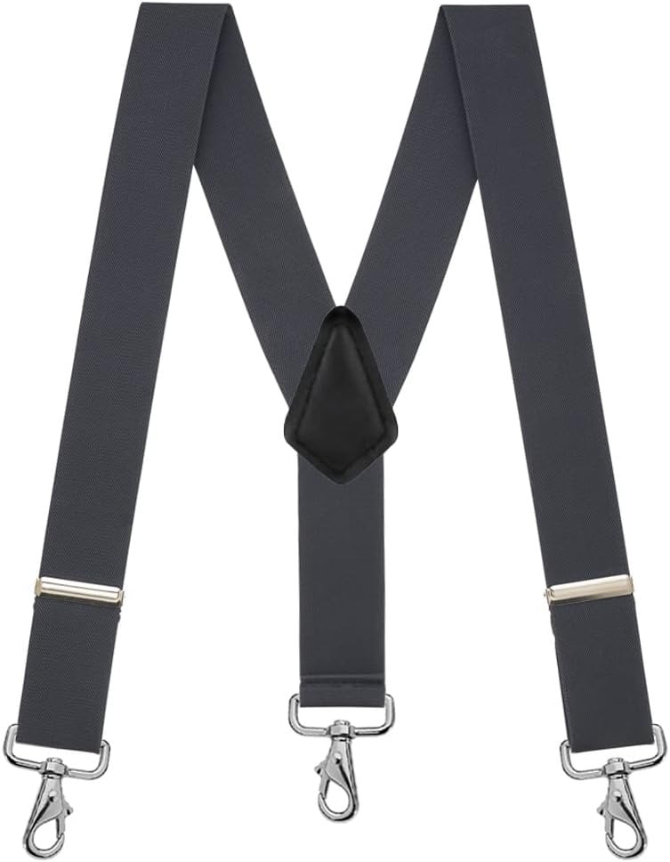 Suspender Store 2 Inch Wide Trigger Snap Suspenders - DARK GREY 48" for ...