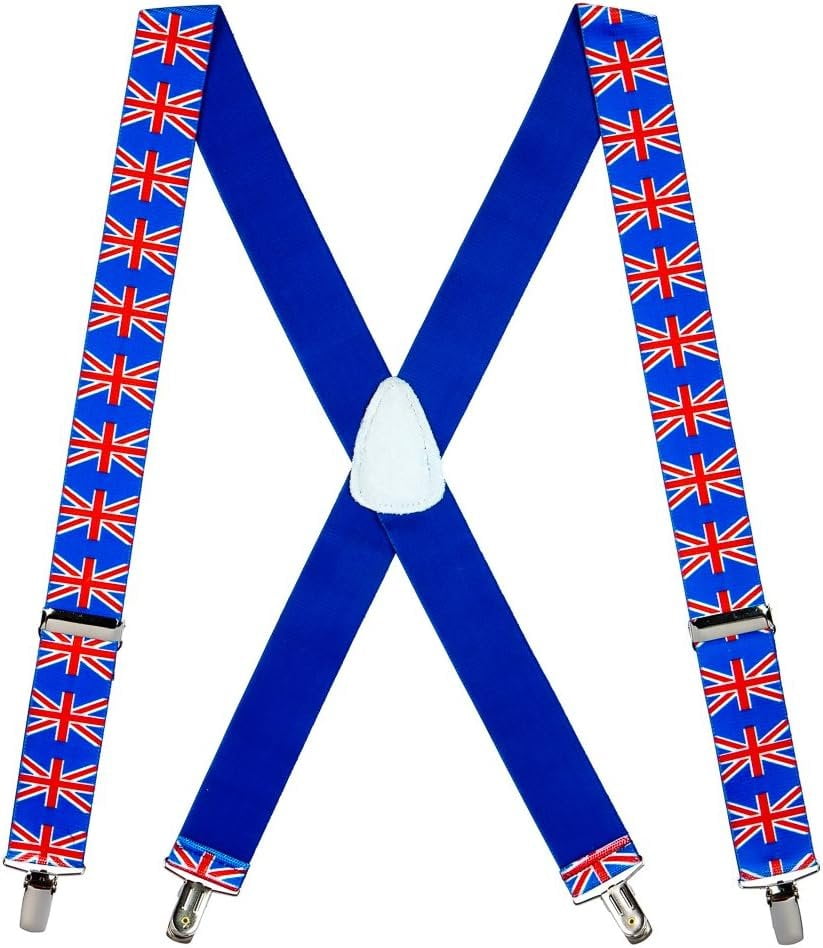 SuspenderStore United Kingdom Flag Suspenders - 1.5-Inch Wide Elastic ...