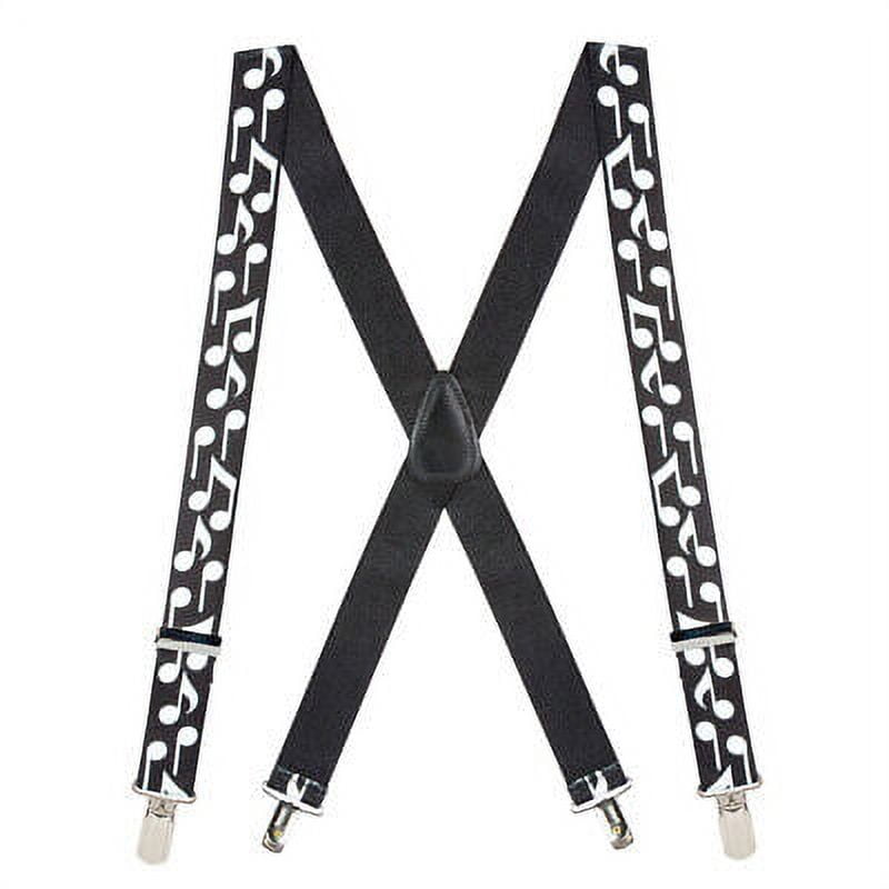 SuspenderStore White Music Notes On Black Suspenders - Small Pin Clip ...