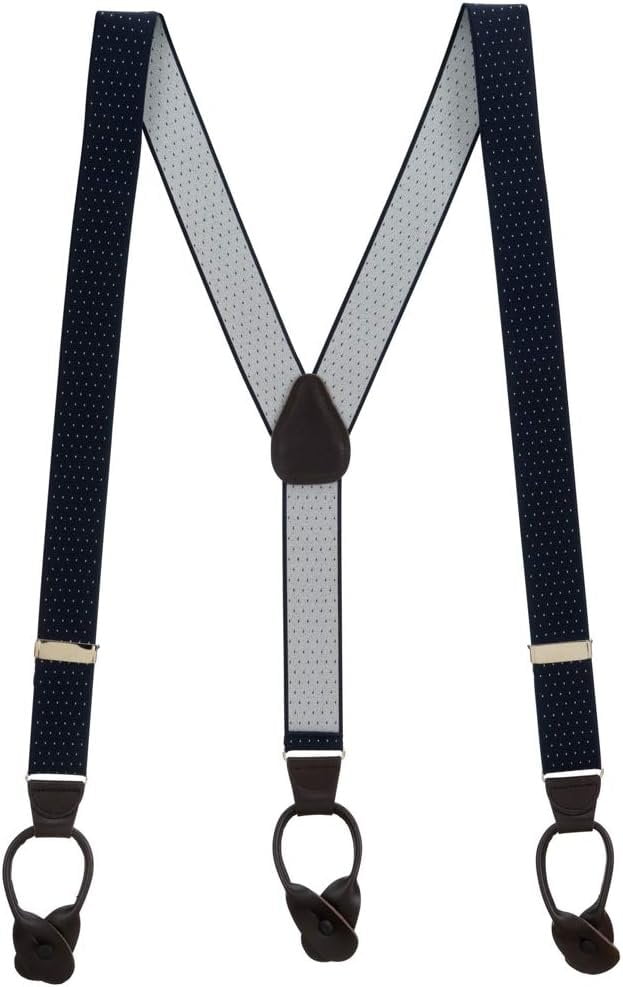SuspenderStore Woven Pin Dot Suspenders- 1.38-Inch Wide Elastic ...