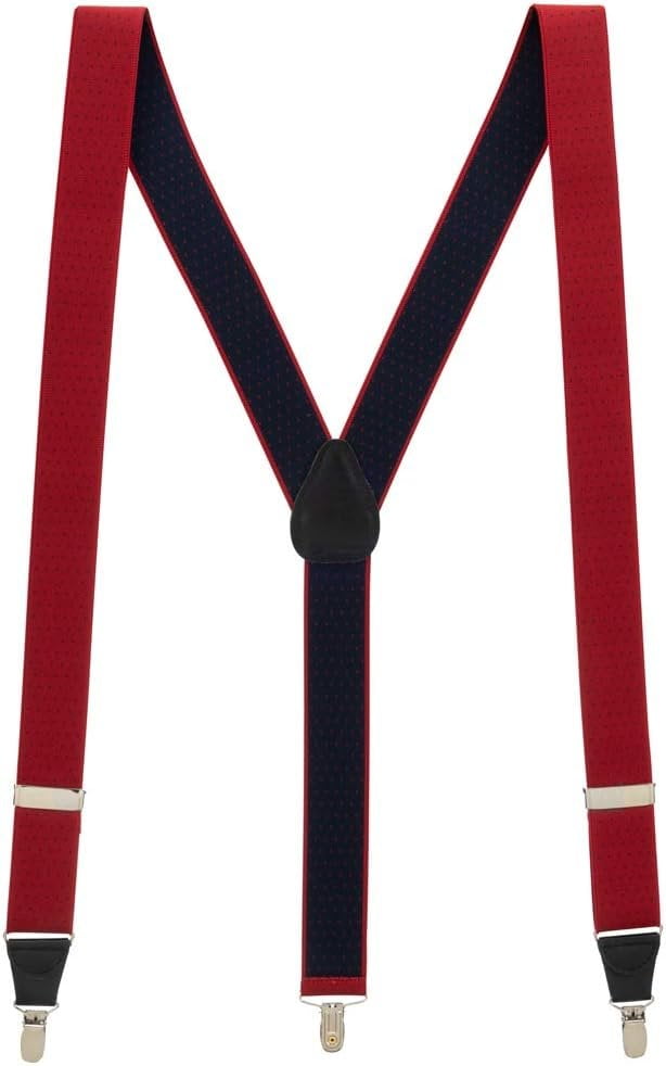 SuspenderStore Woven Pin Dot Suspenders - 1.38-Inch Wide Elastic - Clip ...