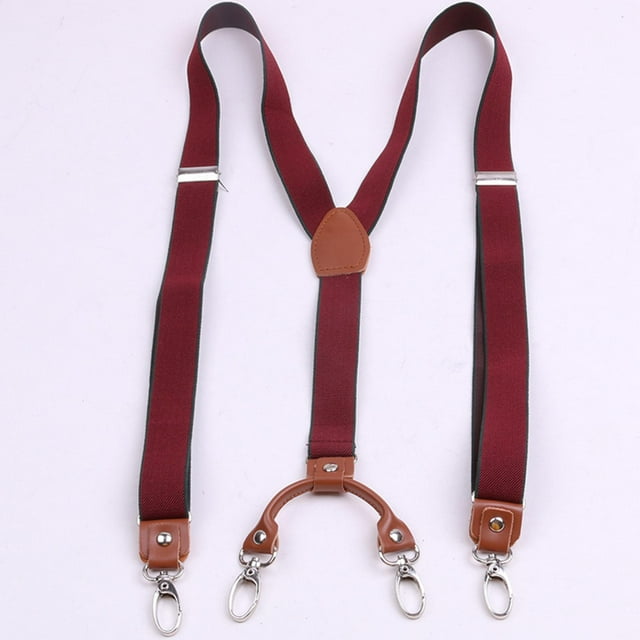 Men's Heavy Duty Red Suspenders, 1 Back Wide with Swivel Belt Loops and ...