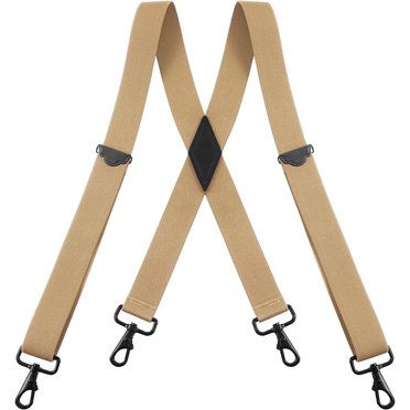 QCWQMYL Brown Men Suspenders Bronze Swivel Snap 4clips Braces Wedding ...