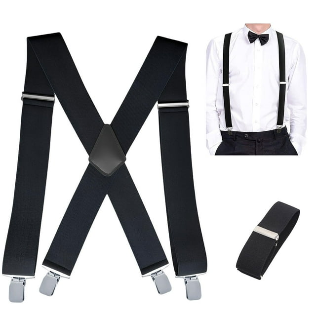 Suspenders for Men, Black Mens Suspenders, Wide Heavy Duty Clips ...