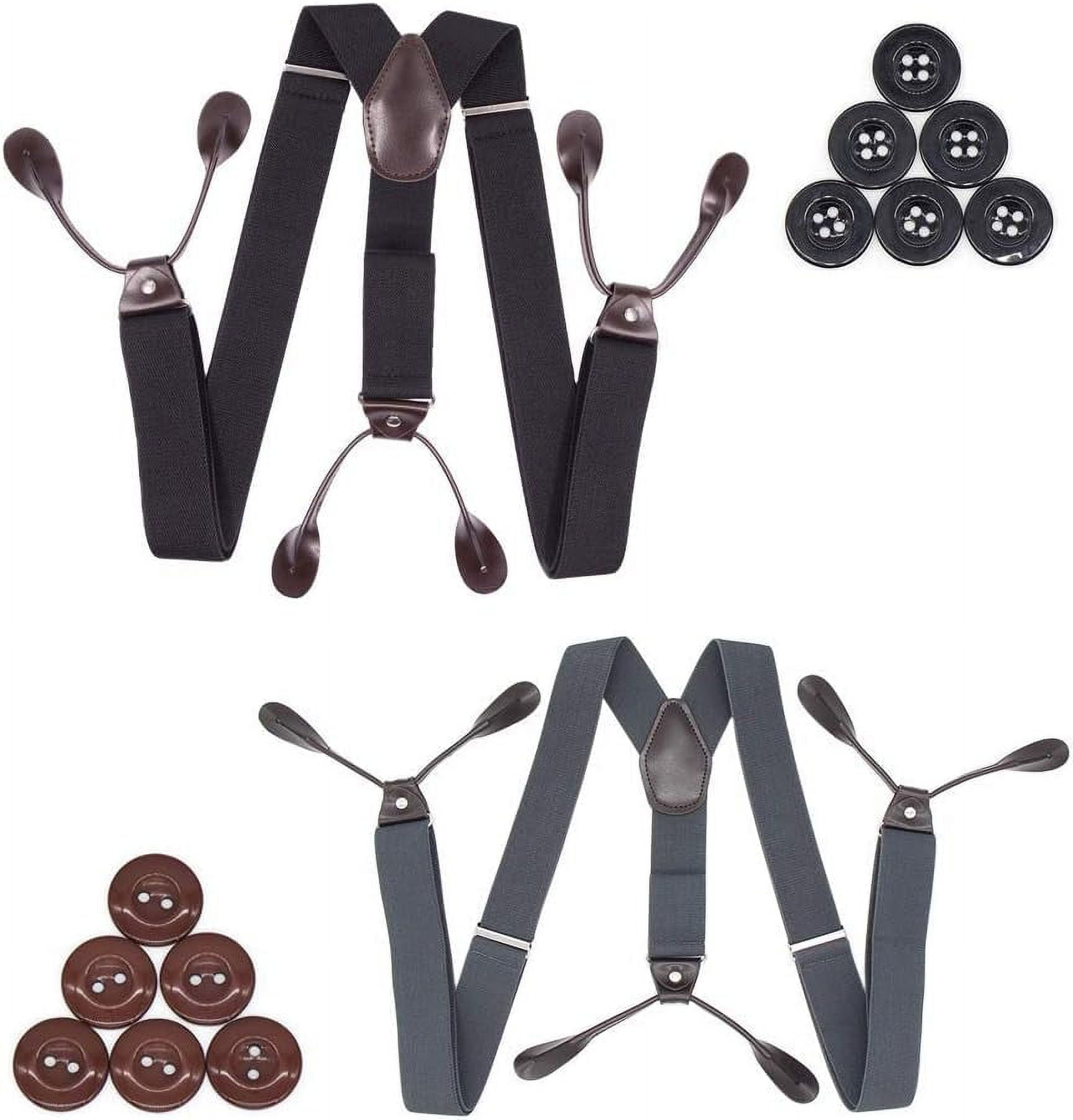 Suspenders for Men Button End 2 Pack Adjustable Mens Pant Suspenders Y ...