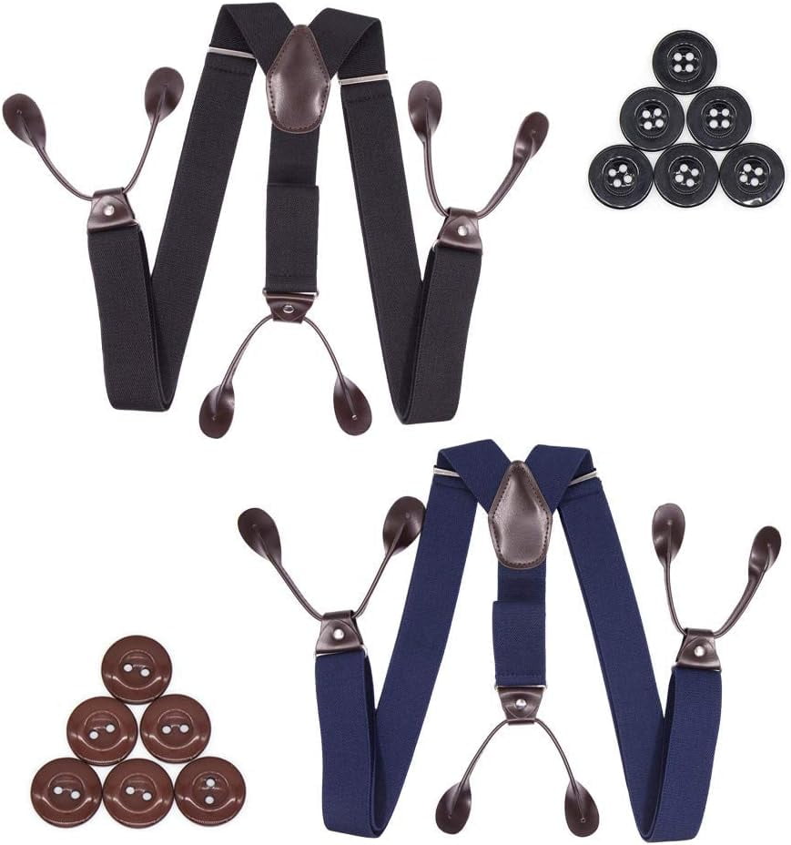 Suspenders for Men Button End 2 Pack Adjustable Mens Pant Suspenders Y ...