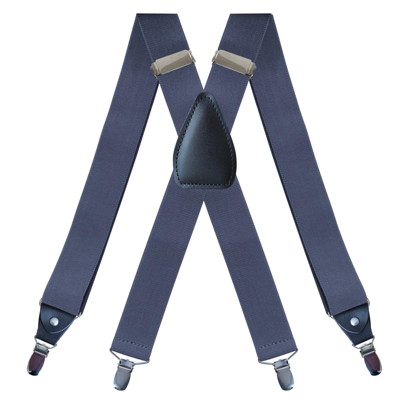 Suspenders for Men Elastic Straps Strong Clips x Style Solid 1.38 inch ...