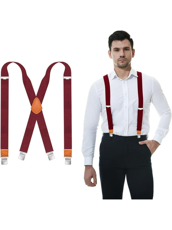 Suspenders for Men Heavy Duty, 2 Inch Wide Adjustable Elastic X Back ...