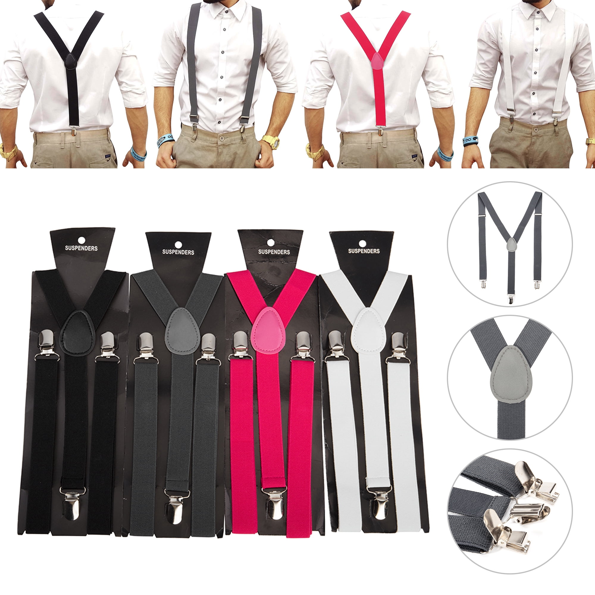 Suspenders for Men and Women Adjustable Elastic Y Shape with Heavy Duty ...