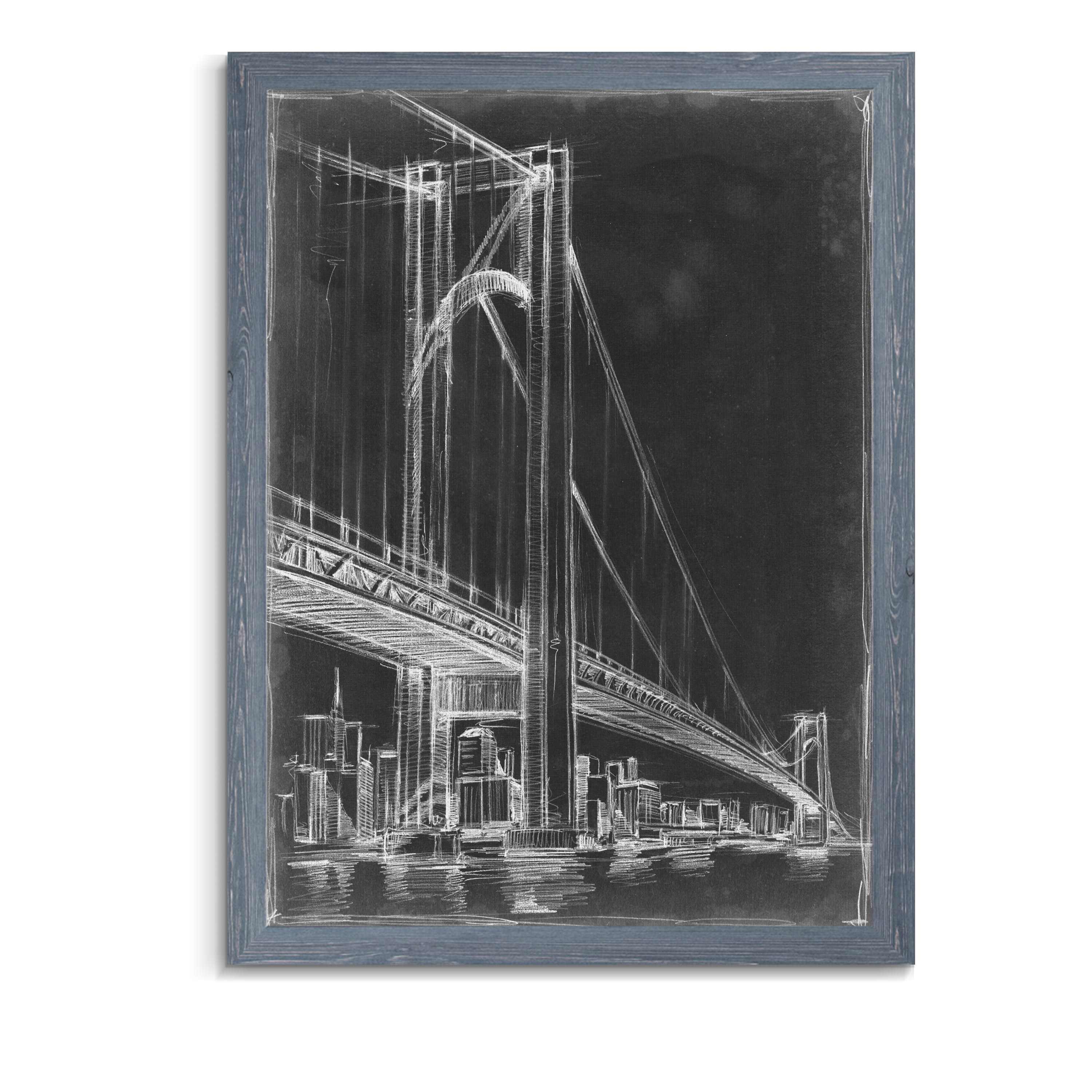 Wexford Home Suspension Bridge Blueprint I-Framed - Grey - 16X22 ...
