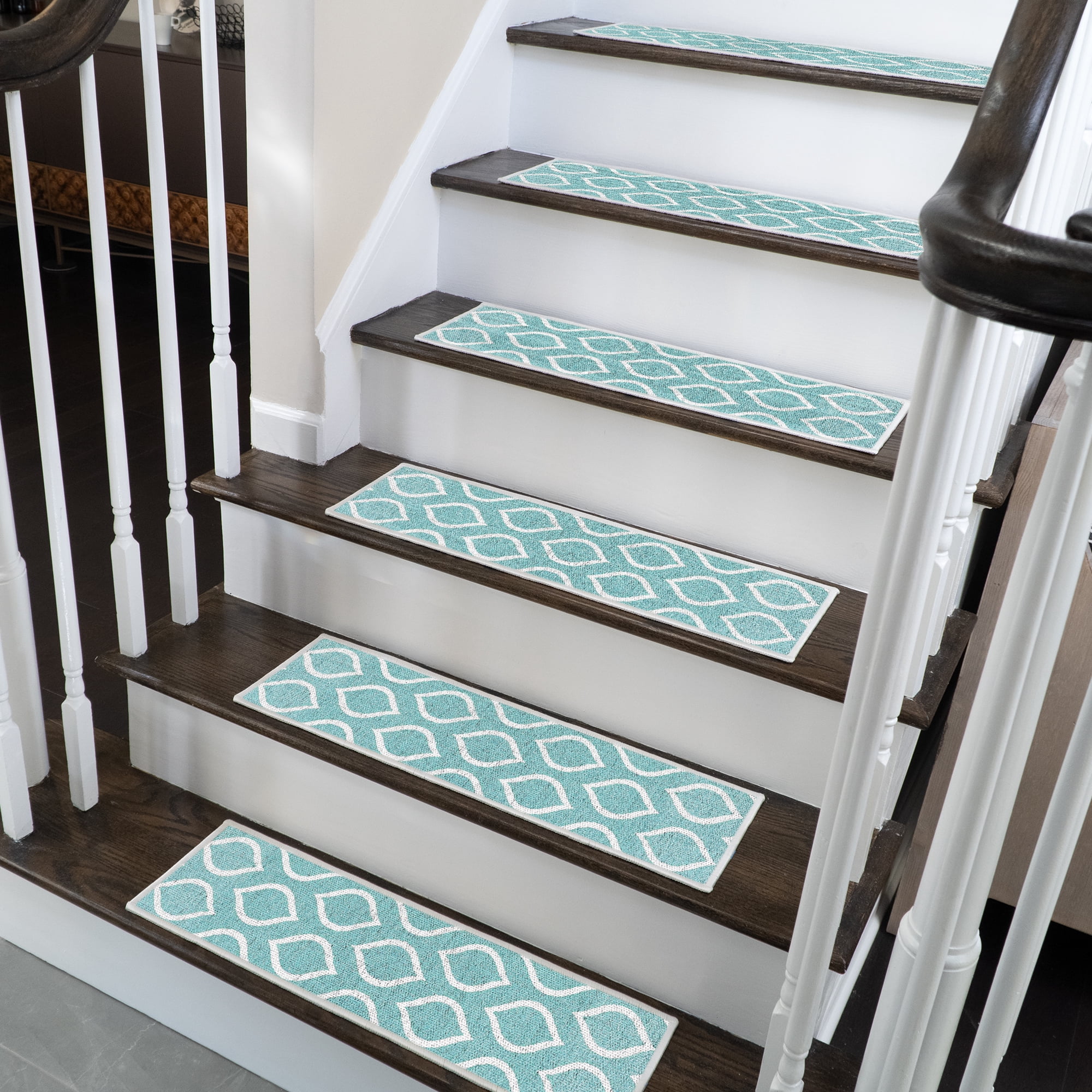 SussexHome Drop Design 9" X 28" Stair Treads - 150 % Cotton Anti-Slip ...