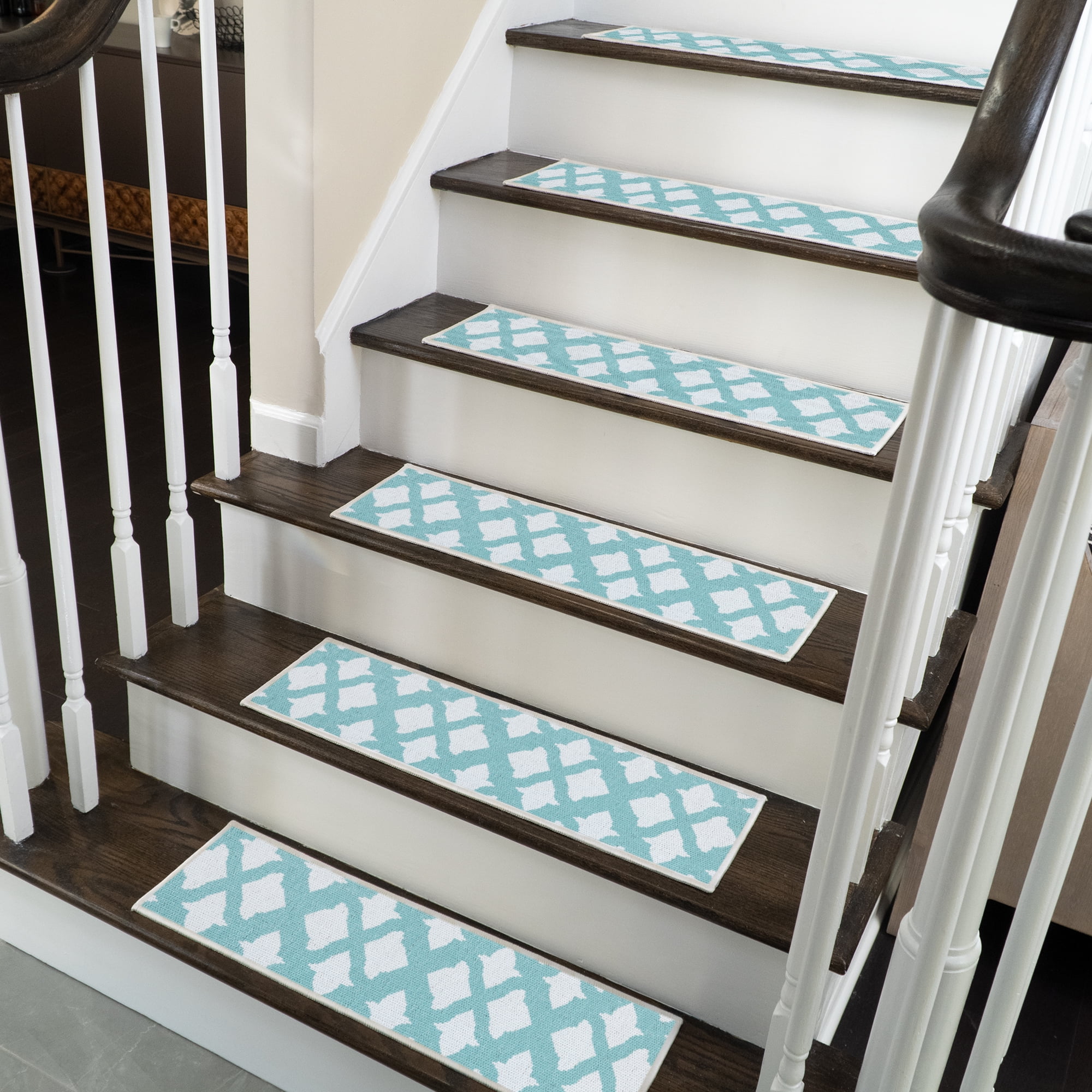 SussexHome Floral Design 9" X 28" Stair Treads - 70 % Cotton Anti-Slip ...