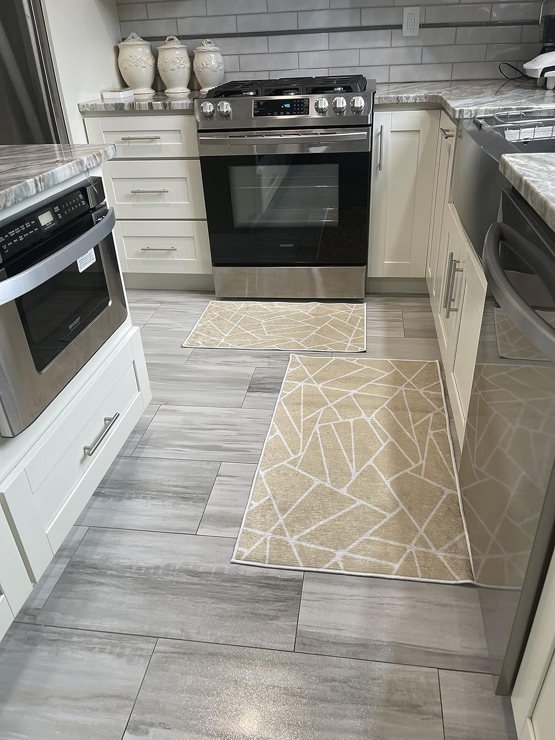 SussexHome Non Skid Washable Kitchen Runner Rugs Set of 2 - Ultra-Thin ...