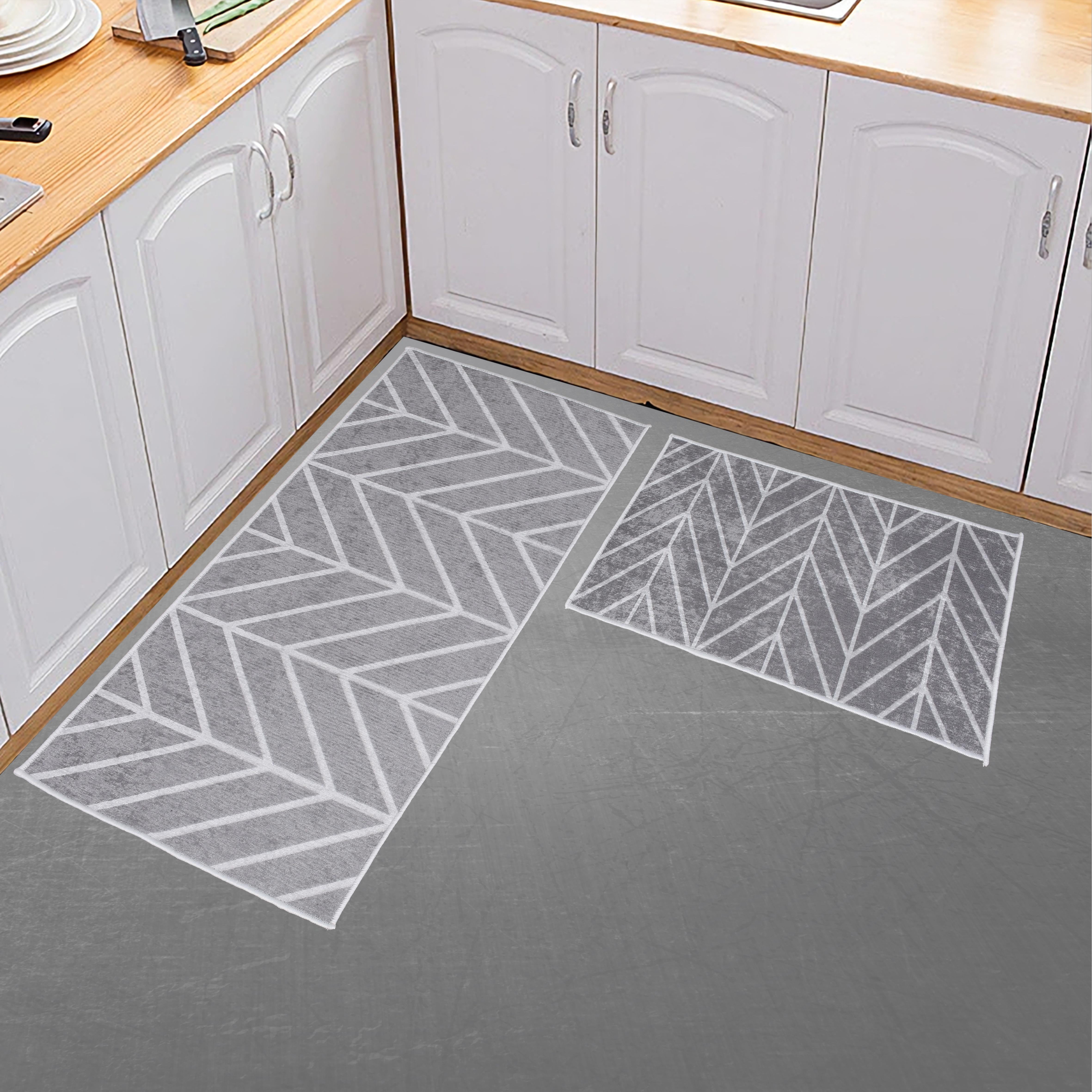 SussexHome Non Skid Washable Kitchen Runner Rugs Set of 2 - Ultra-Thin ...