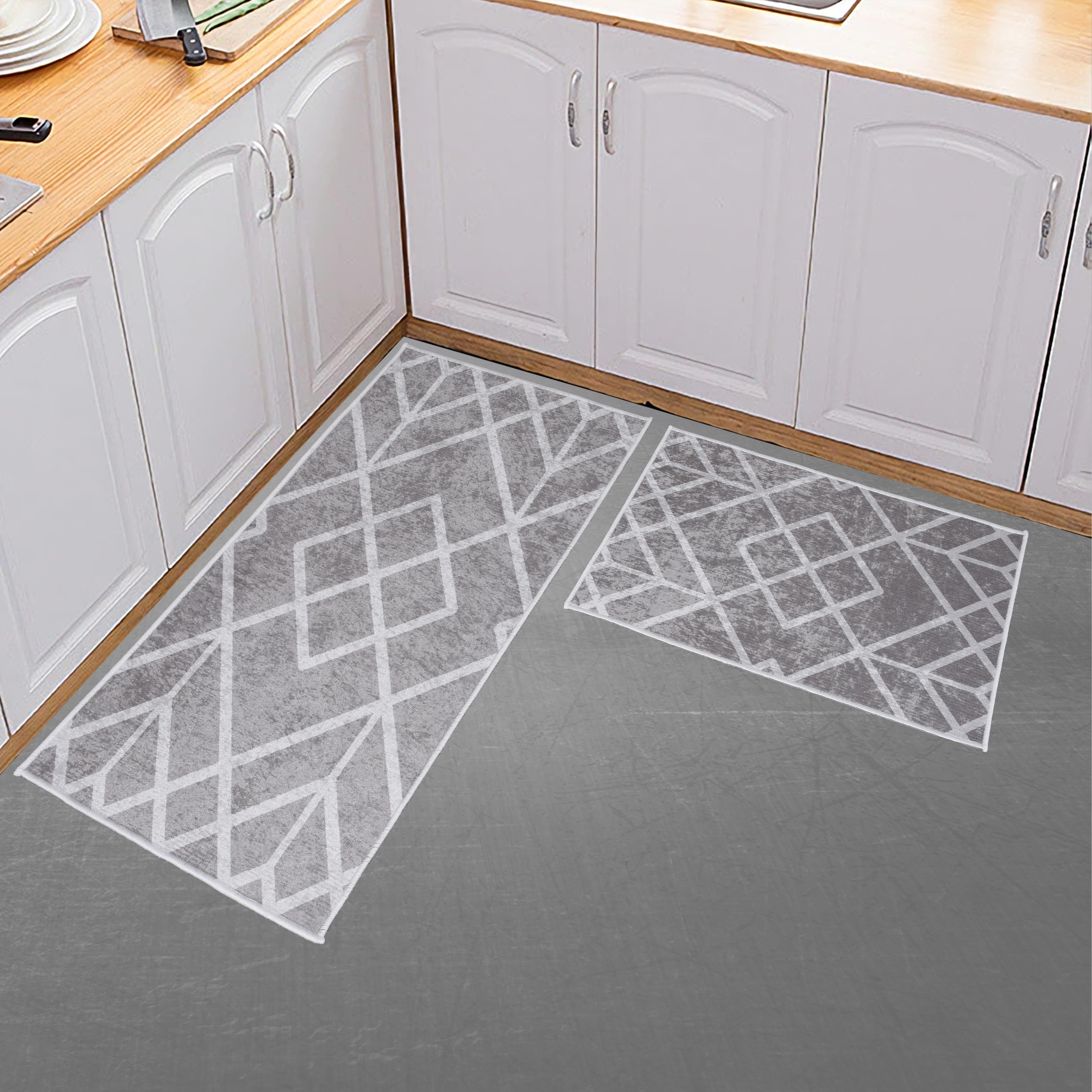 SussexHome Non Skid Washable Kitchen Runner Rugs Set of 2 - Ultra-Thin ...
