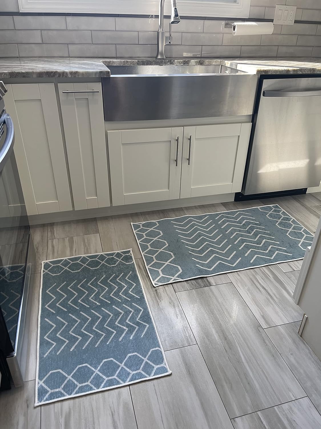 SussexHome Non Skid Washable Kitchen Runner Rugs Set of 2 - Ultra-Thin ...