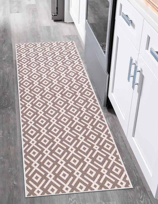 Sussexhome Stylish Pattern Geometric Brown Runner Rugs, 20" x 59 ...
