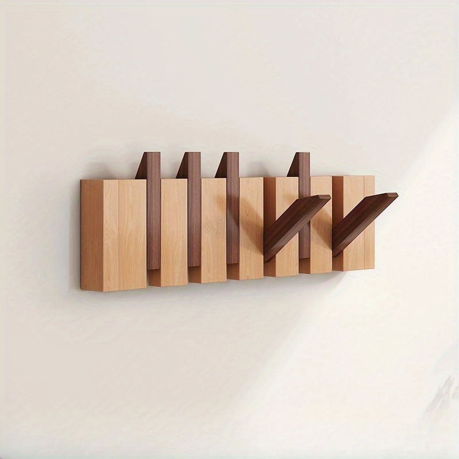 Sustainable Solid Wood Piano Key Hooks - No-Drill Wall Mounted Clothes ...