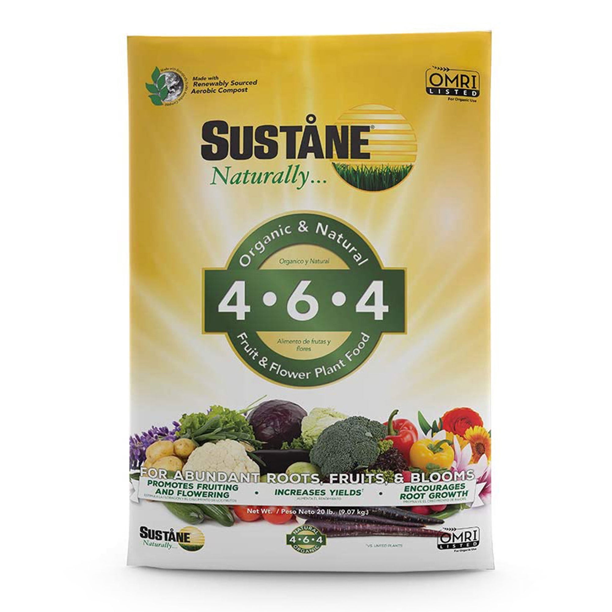 Sustane 4-6-4 Slow Release Fertilizer, 20 lbs, Low P Soils, Humus and ...