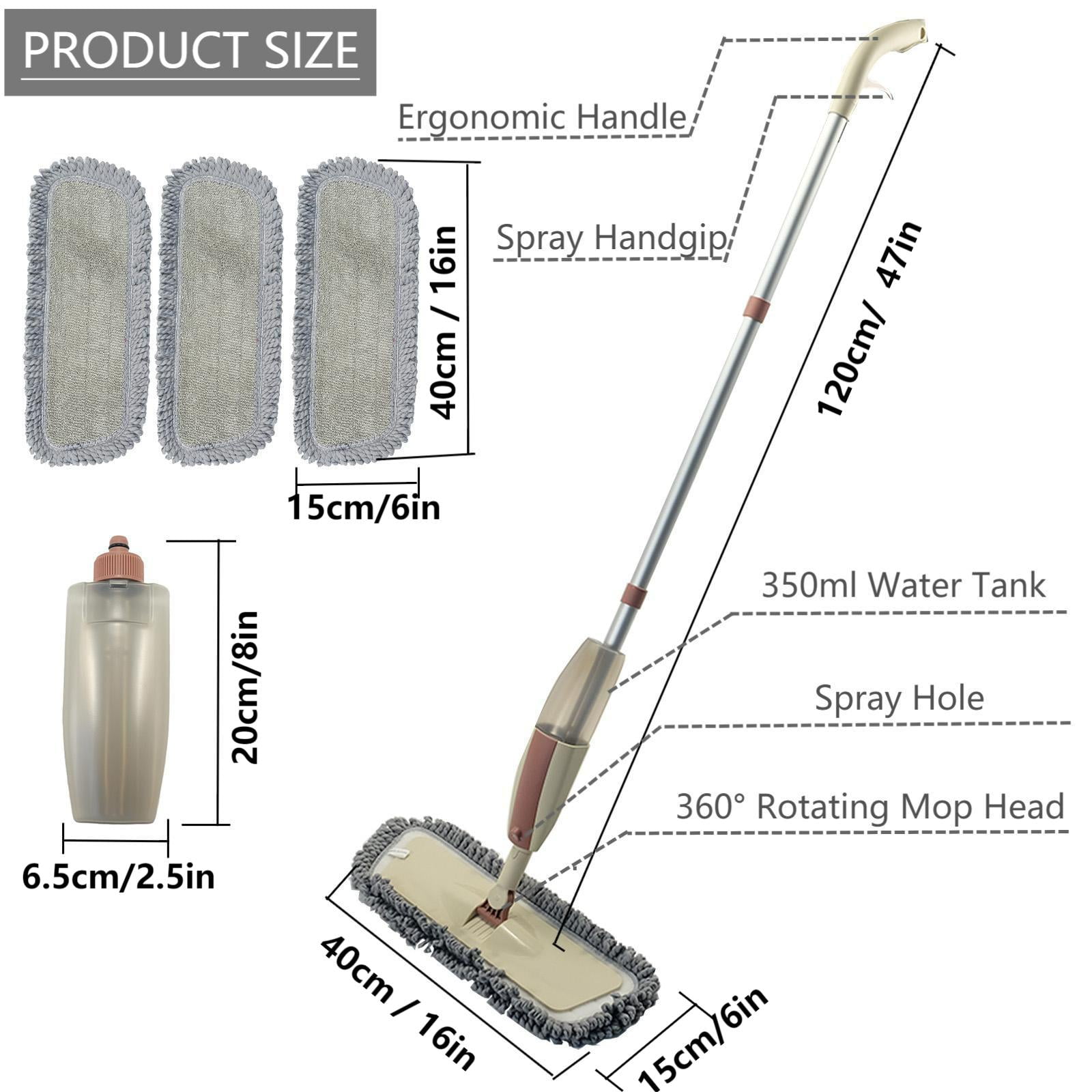 Susuzi Microfiber Spray Mops for Floor Cleaning Wet Dry Dust Hardwood ...