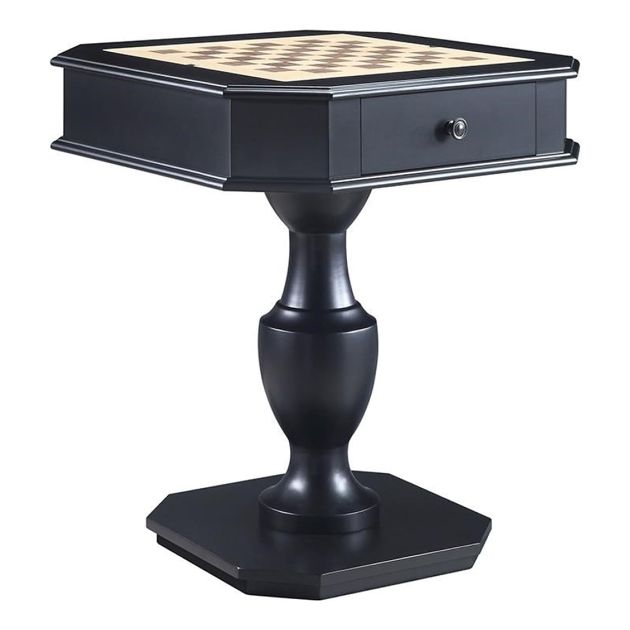 Susy 28 Inch Wood Reversible Board Game Table with Pedestal Stand ...