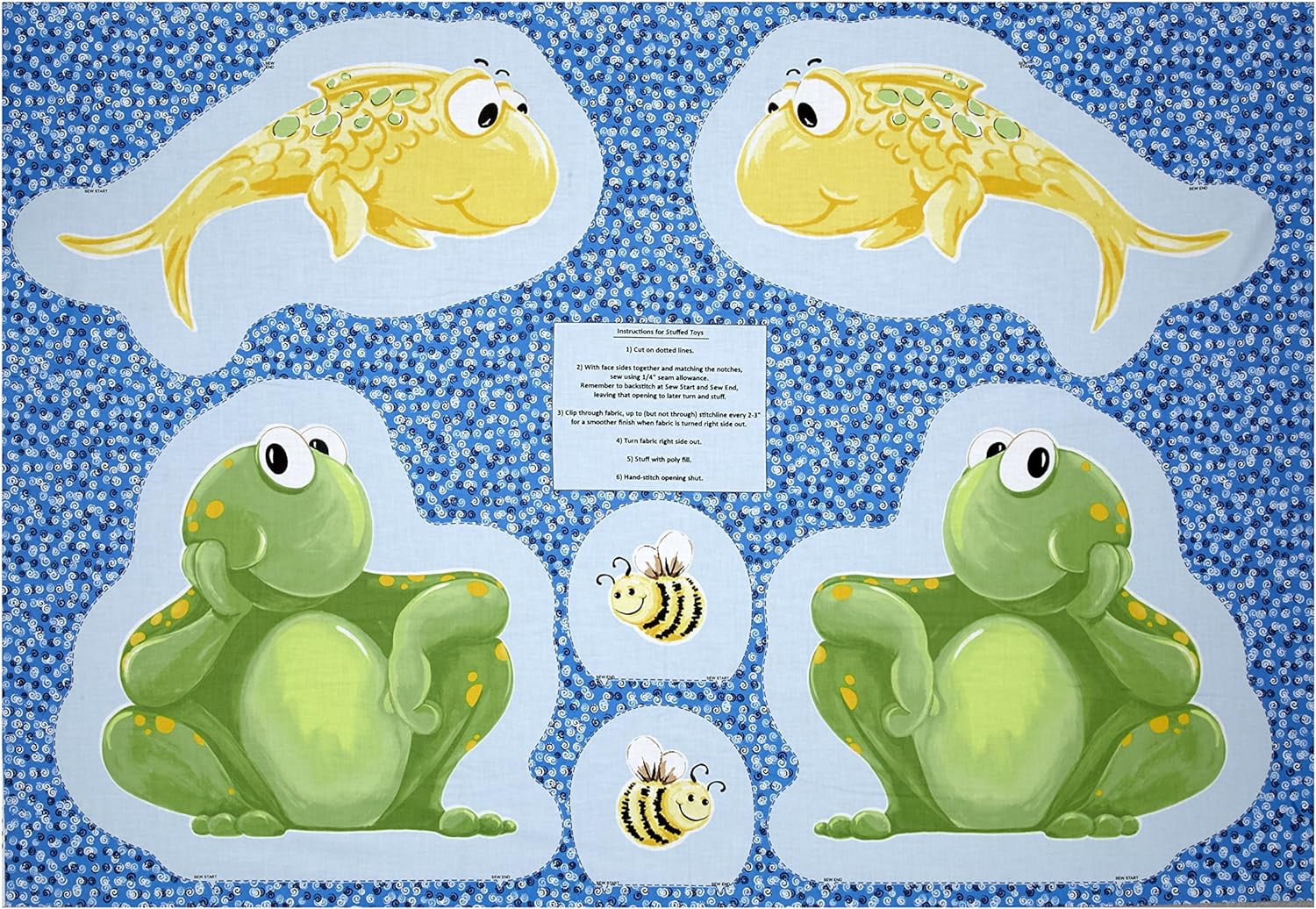 Susybee Paul and Sheldon Cut-Out Toys 35in Panel Blue 100% Cotton ...