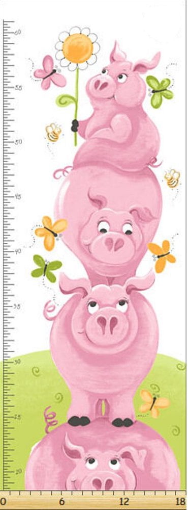 Susybee's Flip The Pig Growth Chart 100% Cotton Fabric By The Panel 15 ...