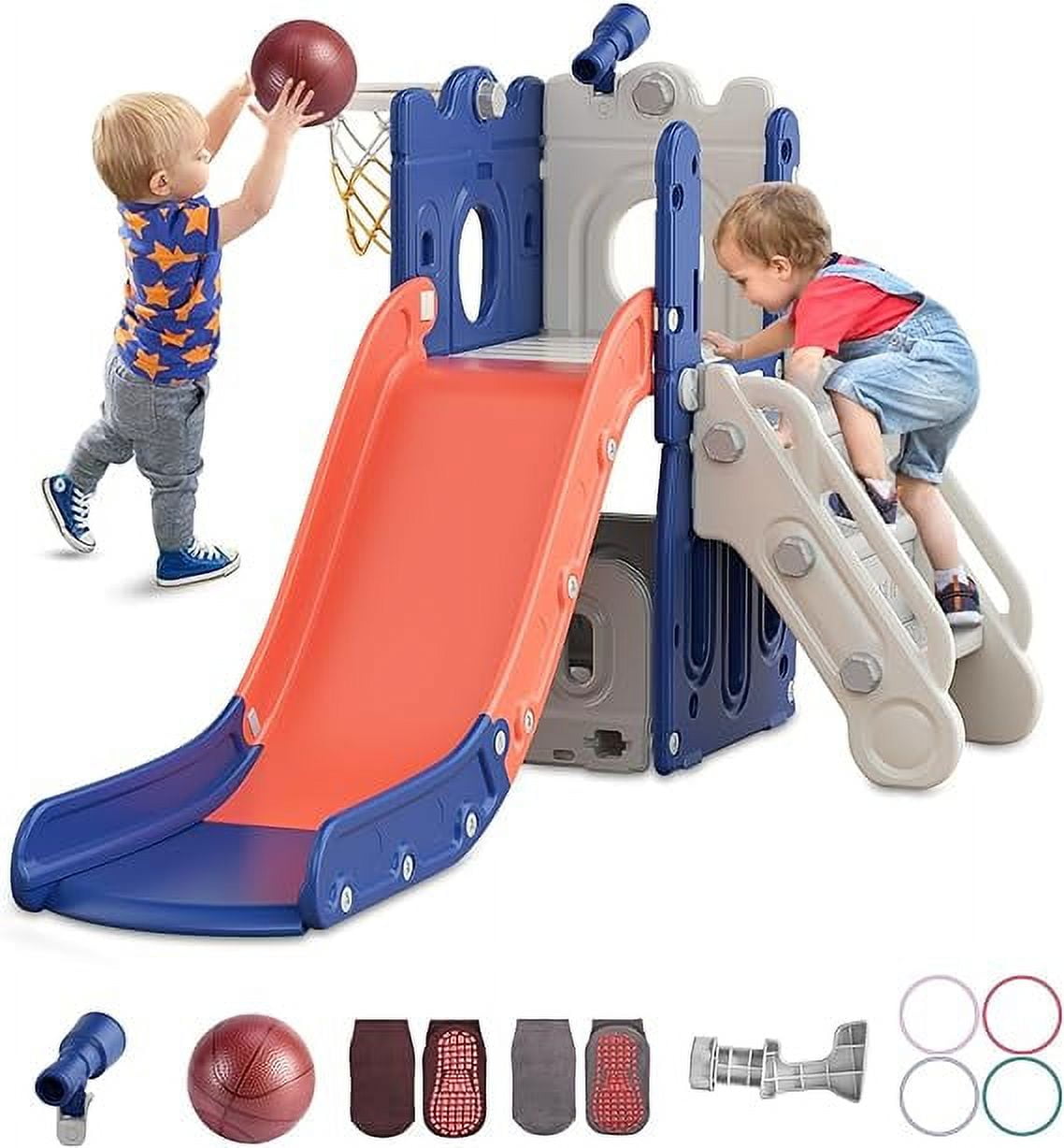 Suteck 7 in 1 Toddler Slide, L-Shaped Kids Slide for Toddlers Age 1 ...
