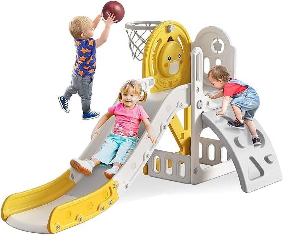 Seeutek Toddler Slide Climber, Gray and Yellow, Durable HDPE Material ...
