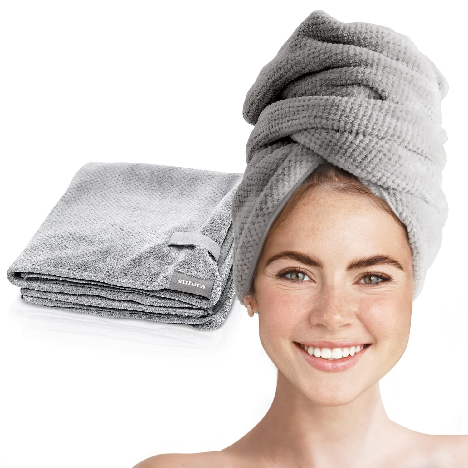 Sutera Silverthread Microfiber Hair Towel Wrap for Women - Wet Hair ...