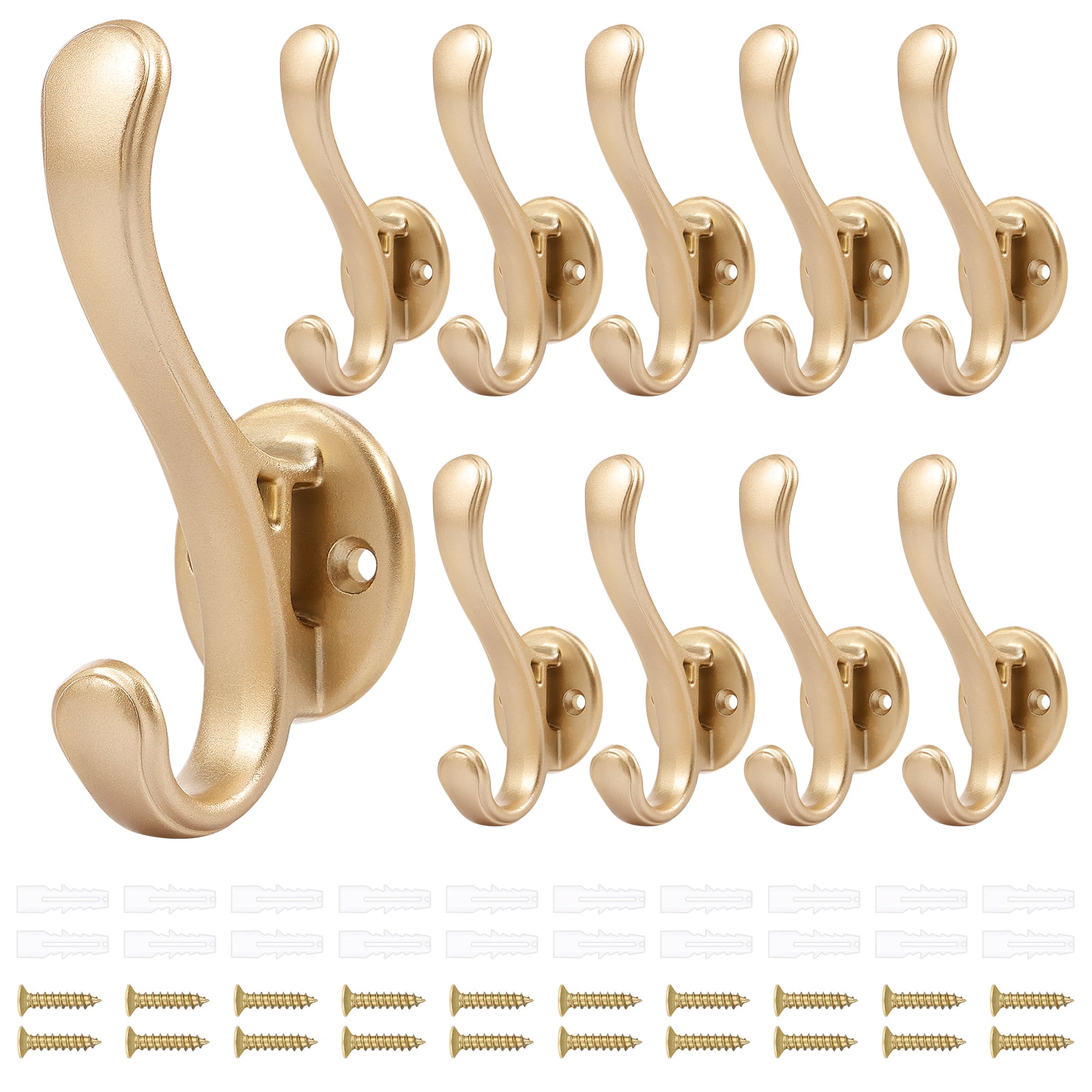 Sutowe 10 PCS Gold Coats Hooks Kit Solid Versatile Brass Wall Gold ...