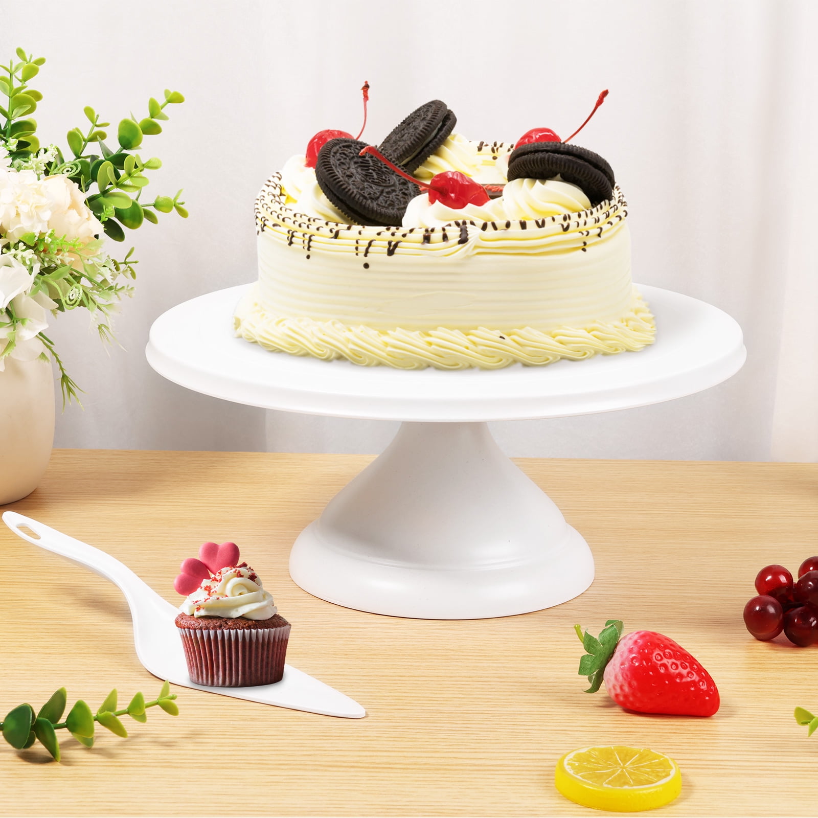 Sutowe 12 Inch Cake Stand Bamboo Fiber Display Tray Large Size Design ...