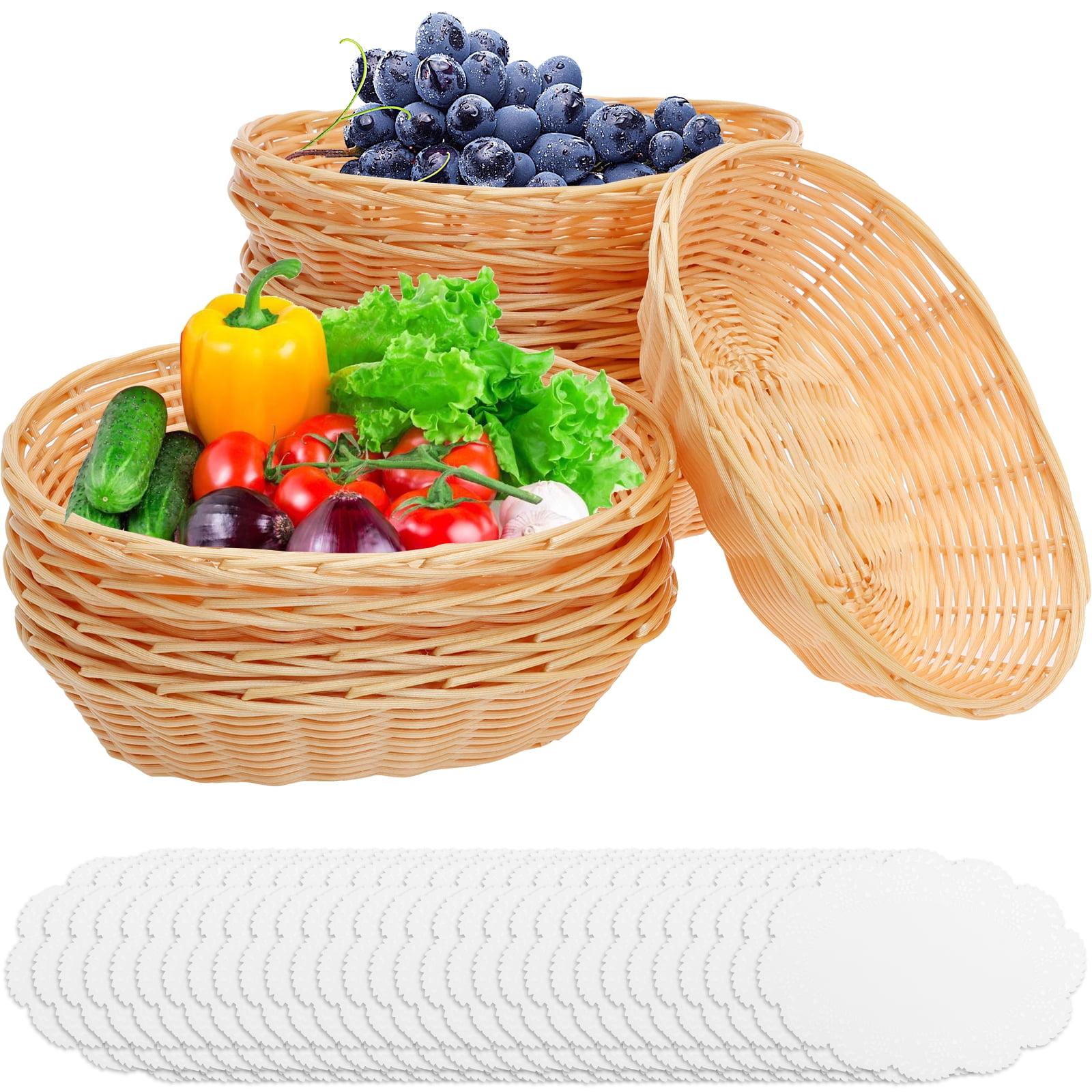Sutowe 12 Pcs Bread Baskets Plastic Woven Bread Serving Basket with ...
